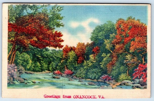 1944 GREETINGS FROM ONANCOCK VIRGINIA VA SENT TO WILLARDS MD LINEN ...