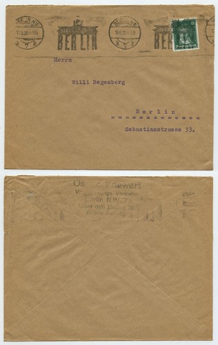114429 - Beleg - Berlin 13.6.1928 - Werbestempel Brandenburger Tor ...