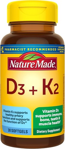 Nature Made Vitamin D3 K2, 5000 IU (125 mcg) D, Dietary Select Size ...