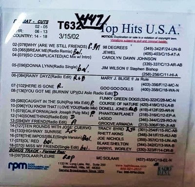 TOP HITS USA RADIO BROADCAST ROCK/ COUNTRY/CHRISTIAN CD MARCH 15 2002 ...