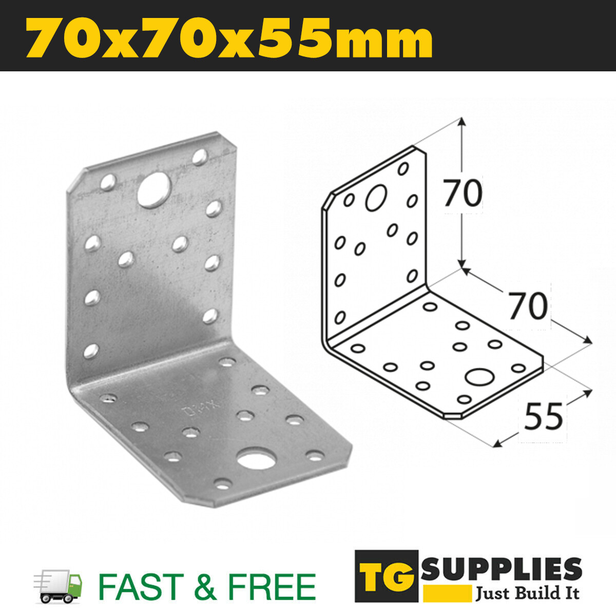 Heavy Duty Galvanised Angle L Shape Bracket Corner Brace Timber 2.5mm ...