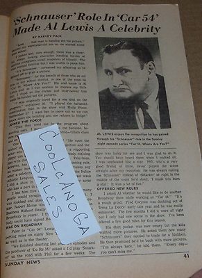 1962 TV ARTICLE~AL LEWIS CAR 54 WHERE ARE YOU~GRANDPA MUNSTER THE ...