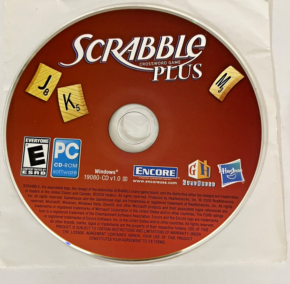 SCRABBLE Crossword Plus 2009 PC CD-ROM Software Windows 19080-CD v 1.0 ...