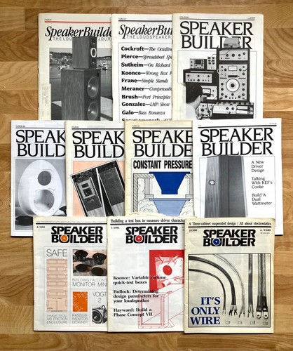 SPEAKER BUILDER Magazine Lot of 10 Issues 1980-1987 Stereo Audiophile ...