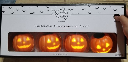 Gemmy Spooky Moods Set Of 8 Halloween Musical Pumpkins Lights String | eBay