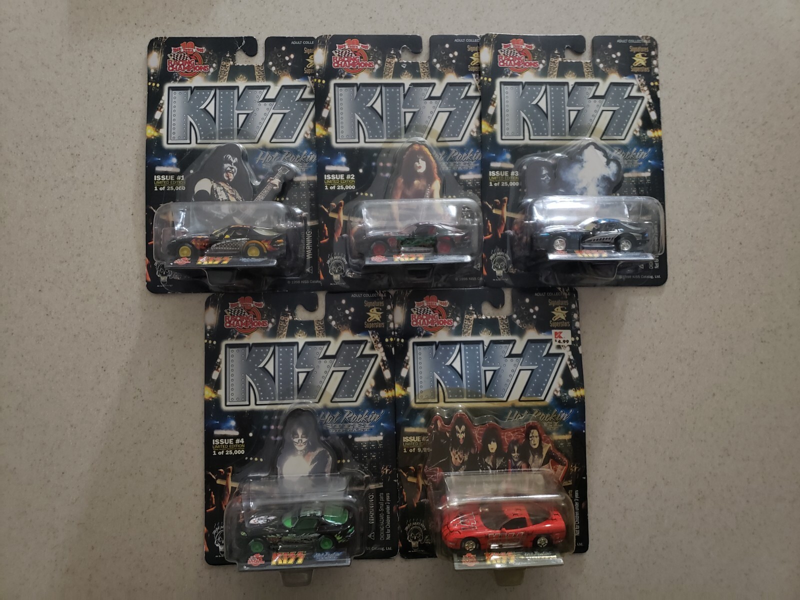 1998-99 KISS Cars - Racing Champions Hot Rockin' Steel - Lot of 5 Set ...