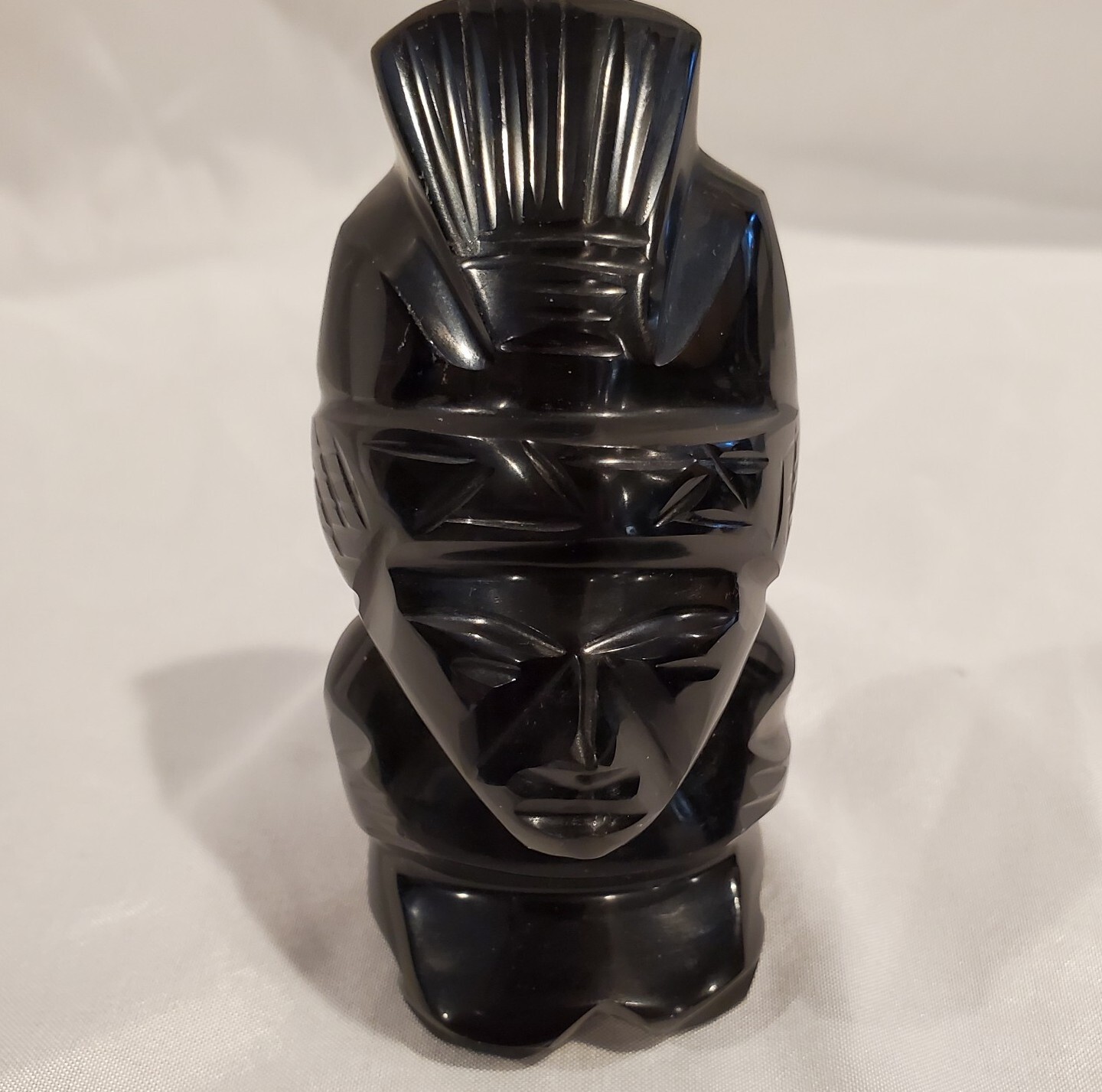 Black Onyx Obsidian Carved Heavy Statue Aztec Mayan Stone Figure Tiki ...