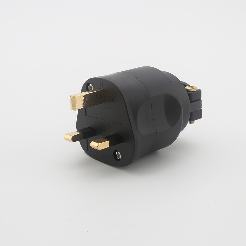 Gold Plated 3 Pin UK 13A Mains HiFi Power Plug Fuse Connector Ø 18mm ...