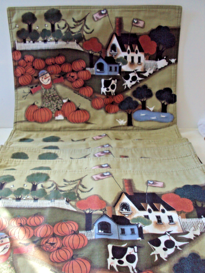 Set of 6 Vintage PUMPKIN PATCH Placemats and 1 Matching Runner - Never Used | eBay