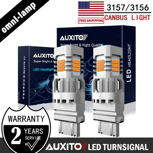 AUXITO 3157 4057 4157 Amber LED Turn Signal Blinker DRL Parking Light ...