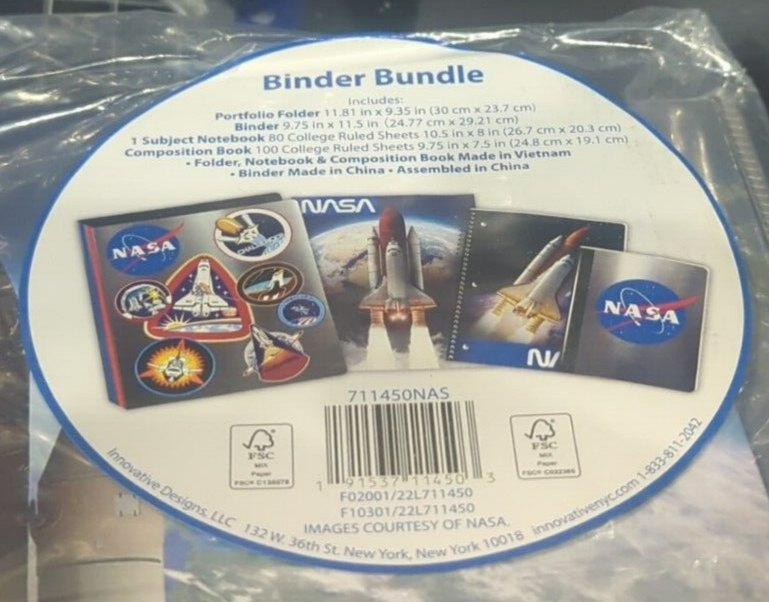 3 x NASA Stationery Bundle 3-Ring 1" Binder Folder Composition Notebook Shuttle | eBay