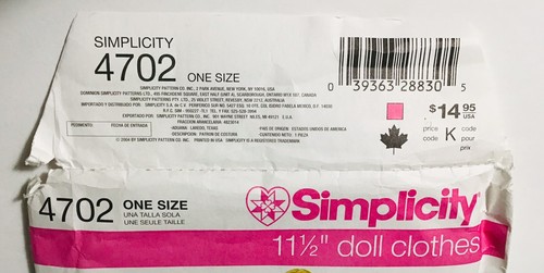 Simplicity pattern 4702 Doll Clothes Dress skirt Hoodie Halter Pants ...
