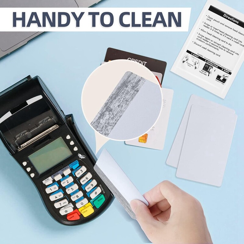 CR80 Cleaning Cards, Dual Side Card Reader Cleaner, POS Swipe ...