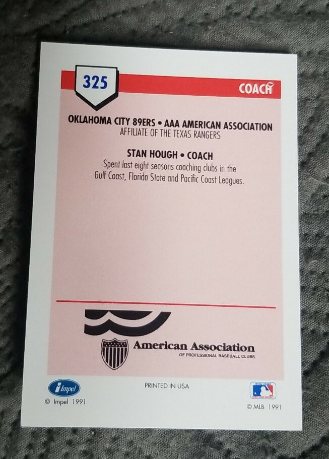 1991 Line Drive AAA #325 Stan Hough - Oklahoma City 89ers | eBay