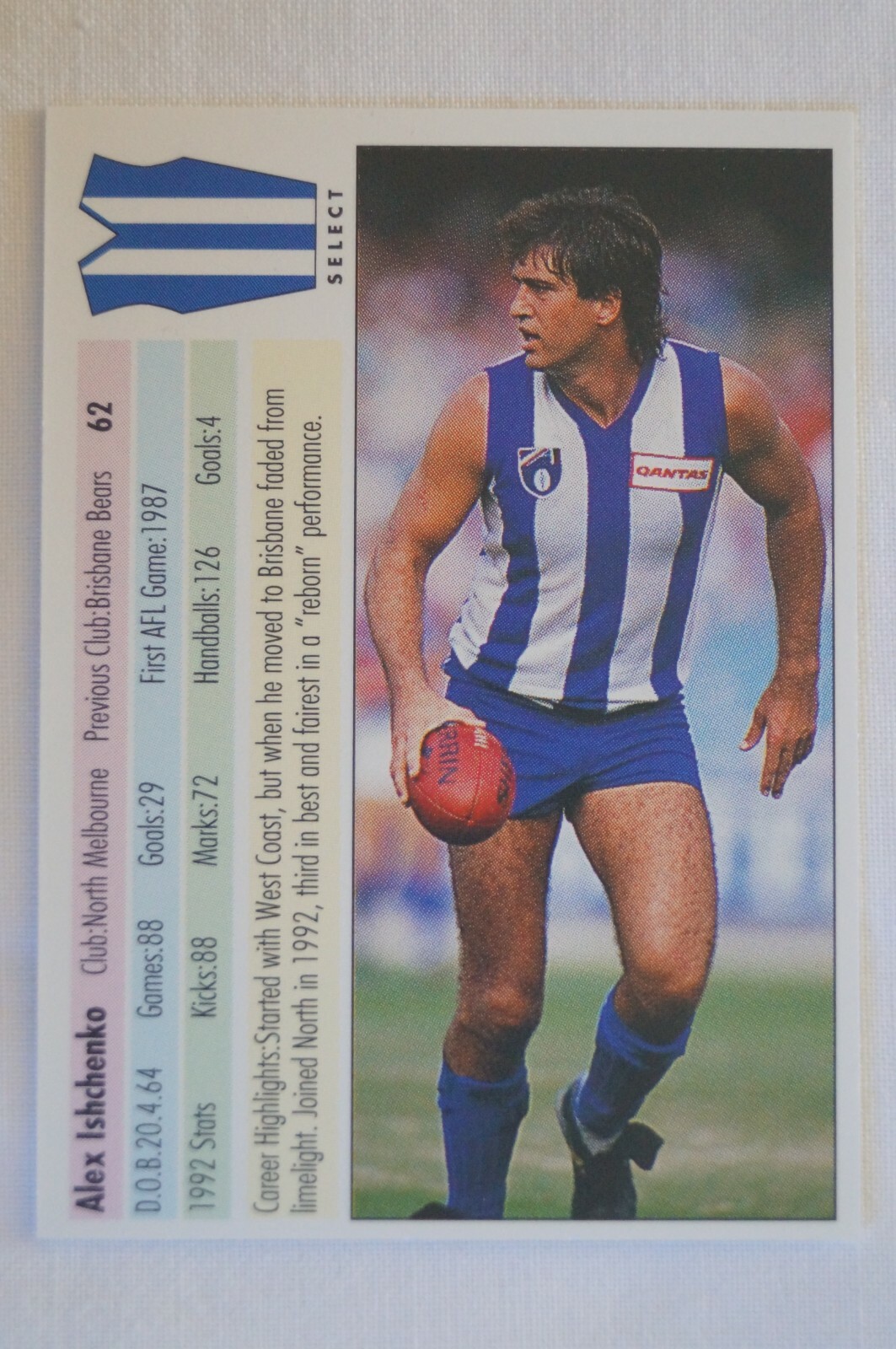North Melbourne AFL-VFL Football Select Vintage Football Card Alex ...