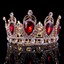 6cm Tall Ruby Red Sparkling Crystal Gold Queen Crown Wedding Prom Party ...