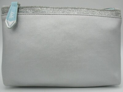 Ipsy Makeup Bag - Metallic Silver Glitter Faux Leather, Aqua Blue Zip ...