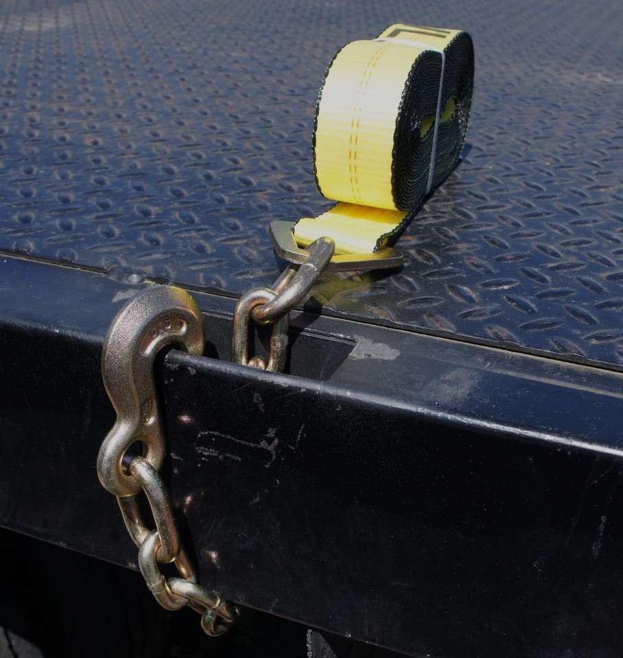 (4) 2" x 30' Ratchet Straps w Chain end Grab Hooks Trailer Stake Pocket ...