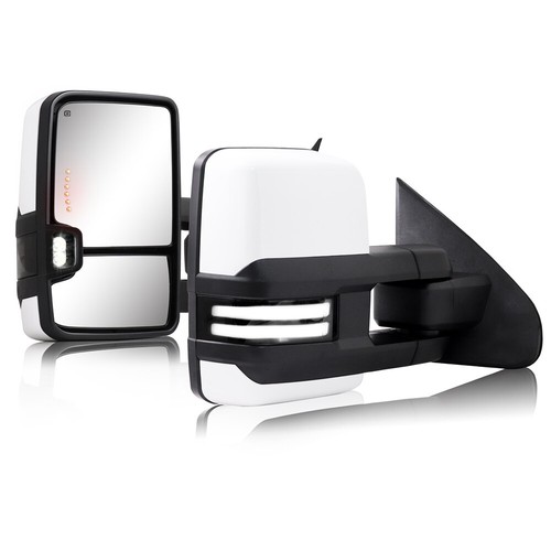 2X Gloss White Smoked Switchback Tow Mirror for 2014-2019 Silverado ...