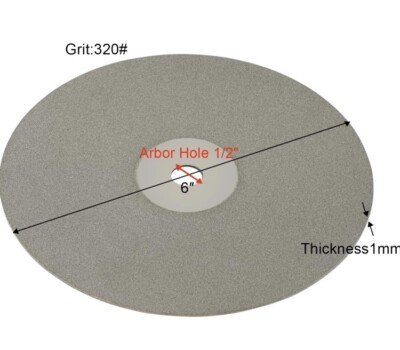 Diamond Flat Lap Wheel Disc Arbor Hole 6" x 1/2" (1 Pc) | eBay