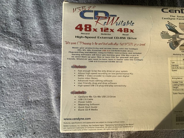 CenDyne (CDICD00175) External CD-RW Burner for sale online | eBay