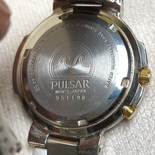 Pulsar Kinetic Men 5M42-0L40 Two Tone Quartz 38mm Watch 7 1/4" Untested ...