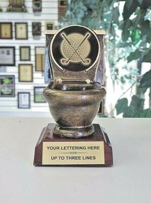 LAST PLACE GOLF TROPHY GAG LOSER TOILET BOWL AWARD FREE LETTERING # | eBay