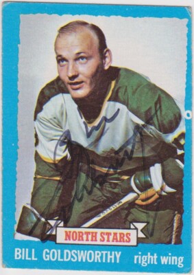 1973-74 TOPPS HOCKEY BILL GOLDSWORTHY IN PERSON SIGNED AUTOGRAPH CARD ...
