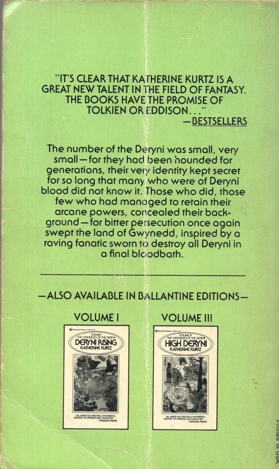 DERYNI CHECKMATE By KATHERINE KURTZ Ballantine Books PB 1972 1974 | eBay