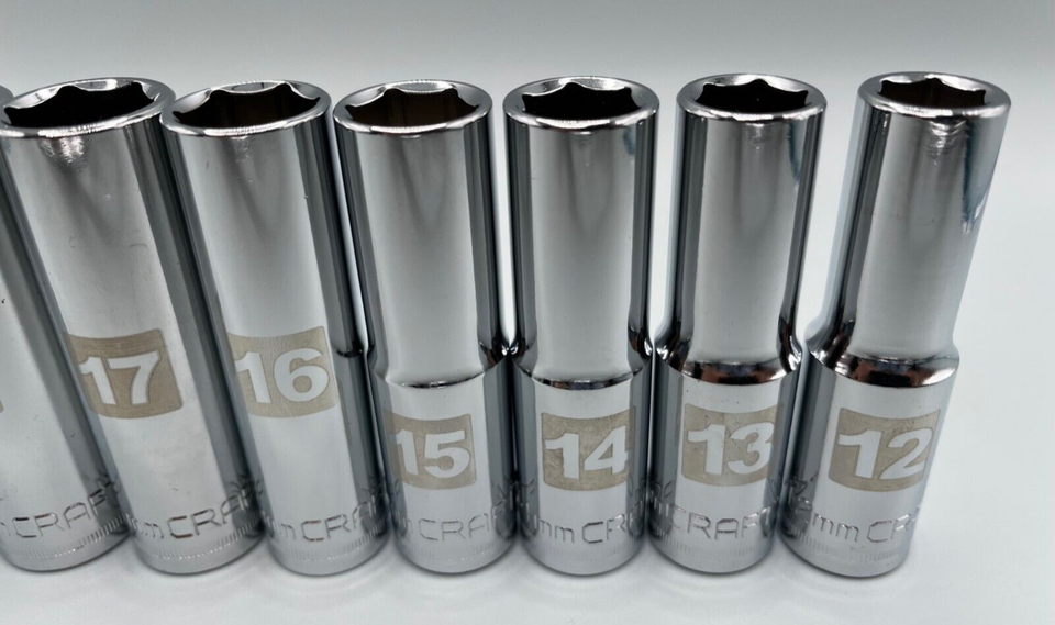 NEW CRAFTSMAN 9pc 1/2" Drive DEEP METRIC 6 point socket set ! (12-21mm ...