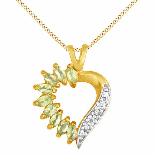 0.91ct Simulated Peridot & Diamond Accents 14K Yellow Gold Plated Heart ...
