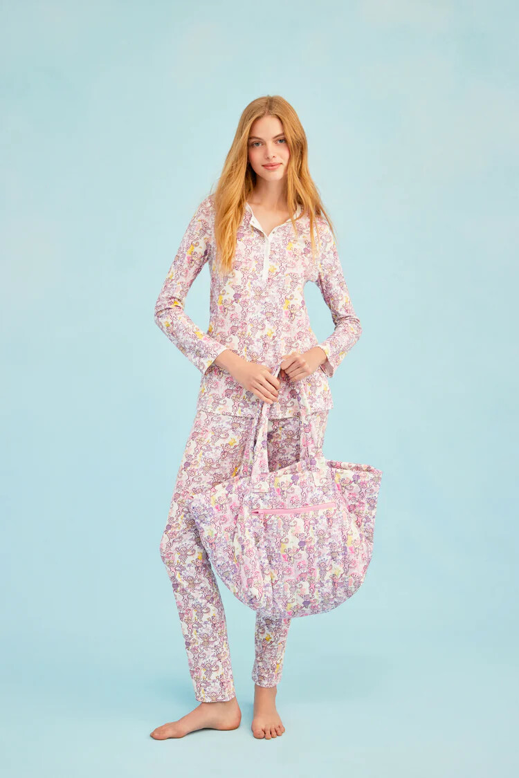 New Roller Rabbit X LoveShackFancy Preppy Patchwork Quilted Tote Lilac ...