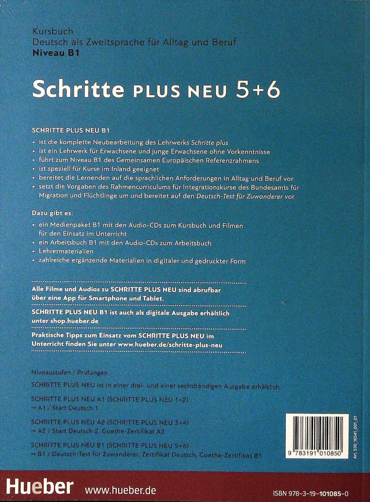 Hueber SCHRITTE PLUS NEU 5+6 Kursbuch B1 @ 9783191010850 @ NEW | eBay UK