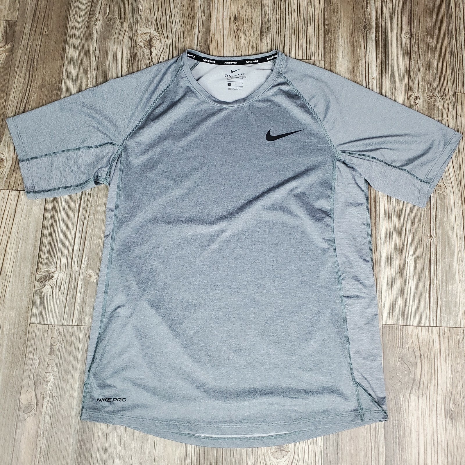 Nike Pro Dri-Fit Slim Compression Shirt Gray Men’s L … - Gem