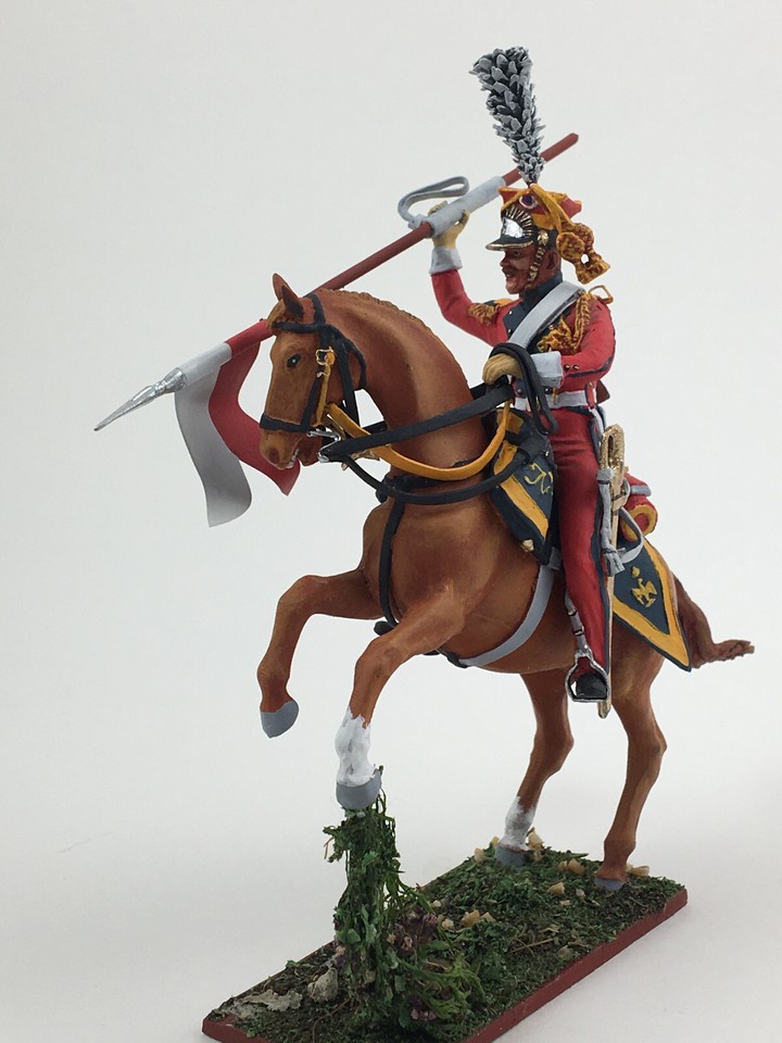 Painted Napoleonic tin toy soldier 1/30, French Red Lancers figure VID ...