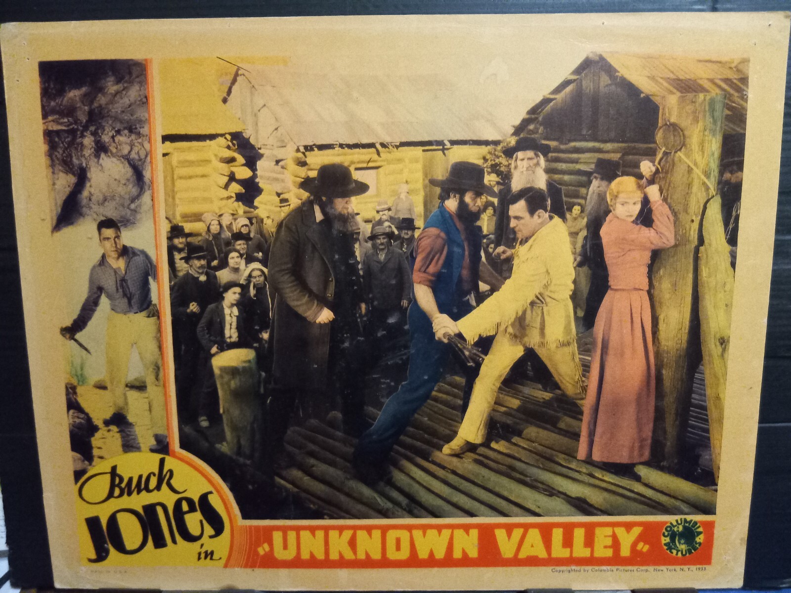 Lobby Card 1933 UNKNOWN VALLEY Buck Jones defends tied Cecilia Parker ...