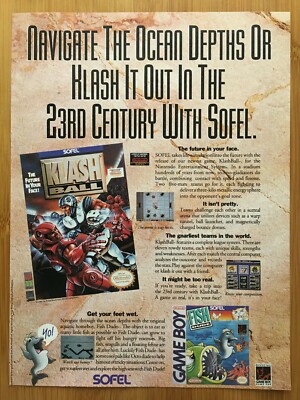 1991 Klash Ball / Fish Dude NES Nintendo Game Boy Print Ad/Poster ...
