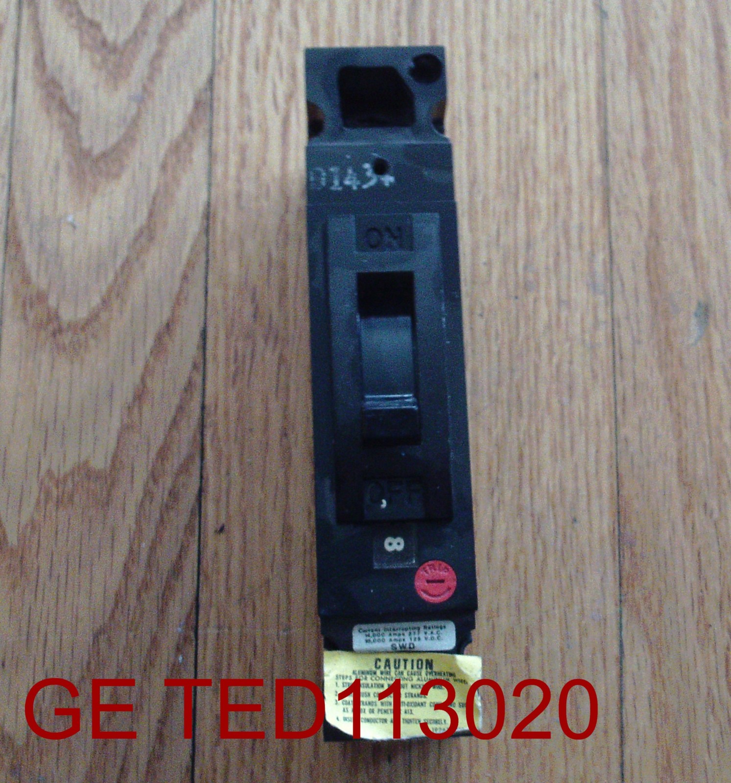GENERAL ELECTRIC TED113020 1 POLE 20 AMP CIRCUIT BREAKER 277 VAC TED ...