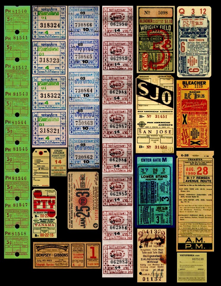 333 Vintage Tickets PDF printable DIGITAL Art download Junk Journal ...