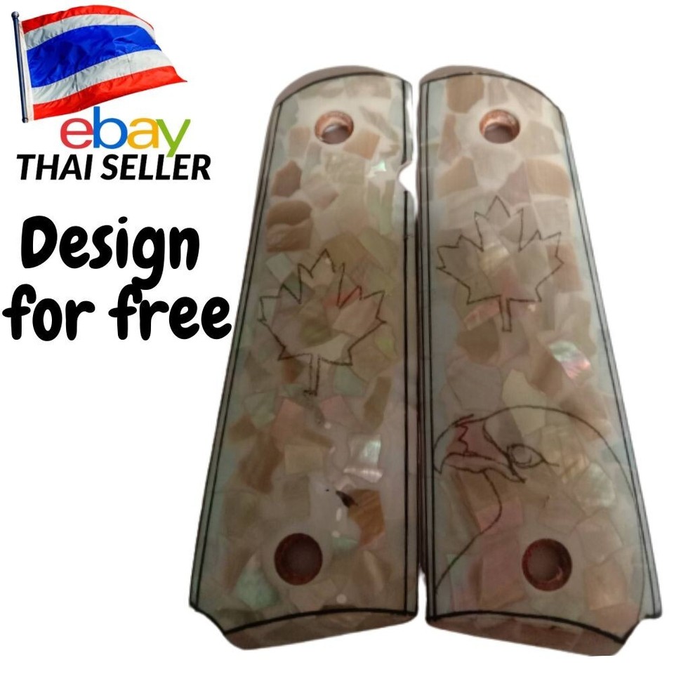 Handcraft pistol grip for 1911 Hand made Hanuman's WOOD inlaid pearl ...