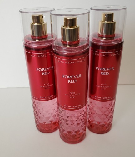3 PCS BATH & BODY WORKS FOREVER RED FINE FRAGRANCE MIST 8 OZ ...