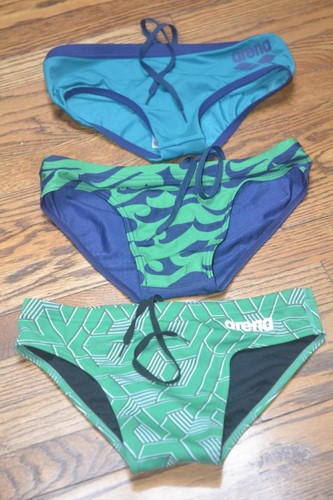 3 Arena Boy's Swim Suits Briefs Trunks Size 28 Blue Green Navy All NWOT ...