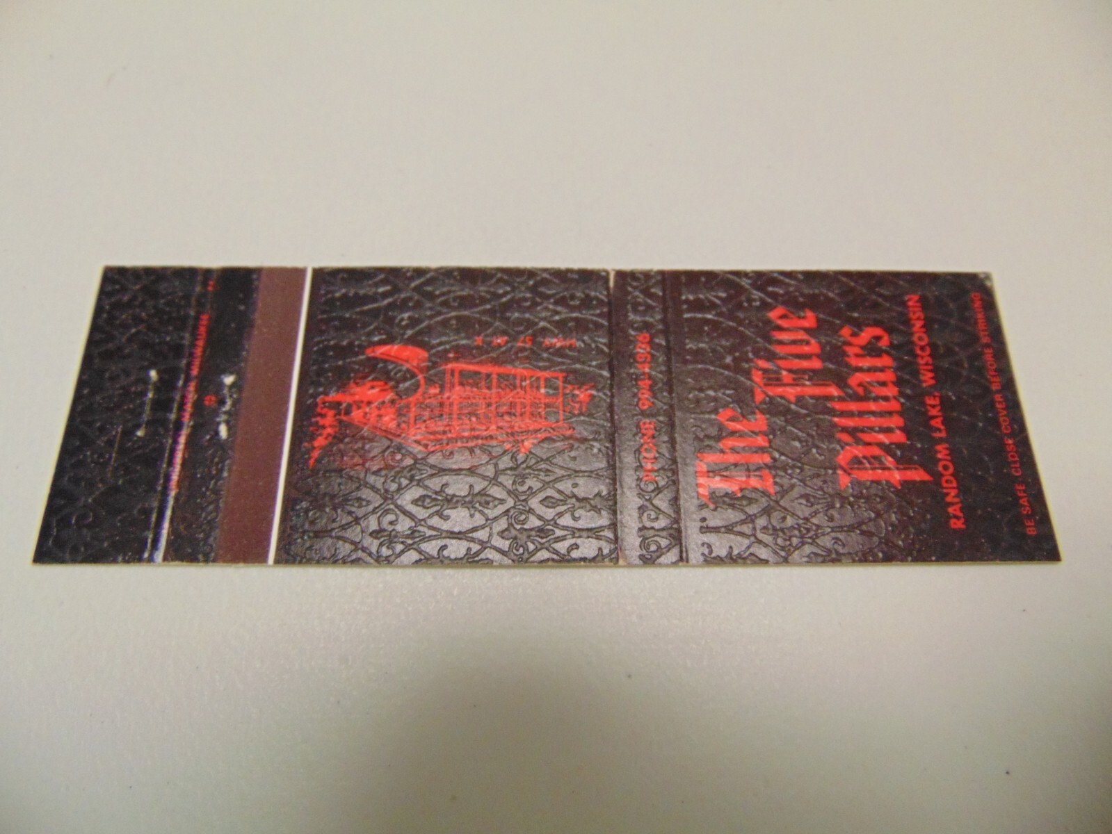 AM420 Vintage Matchbook Cover The Five Pillars Restaurant Random Lake ...