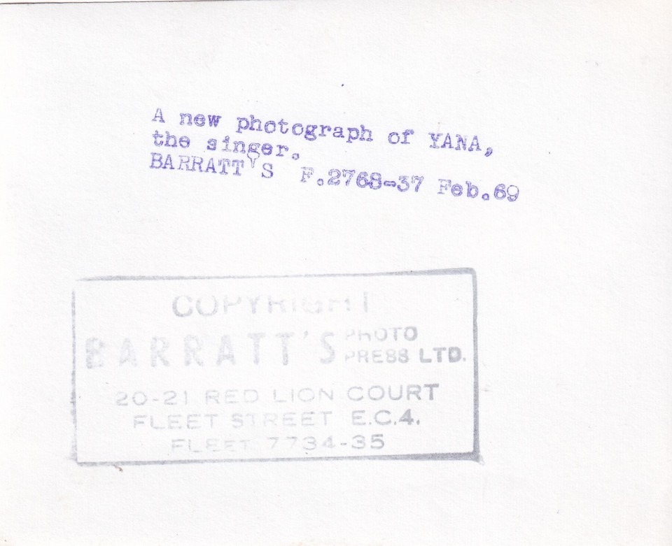 Original Press Photo British Singer Yana born Pamela Guard February ...