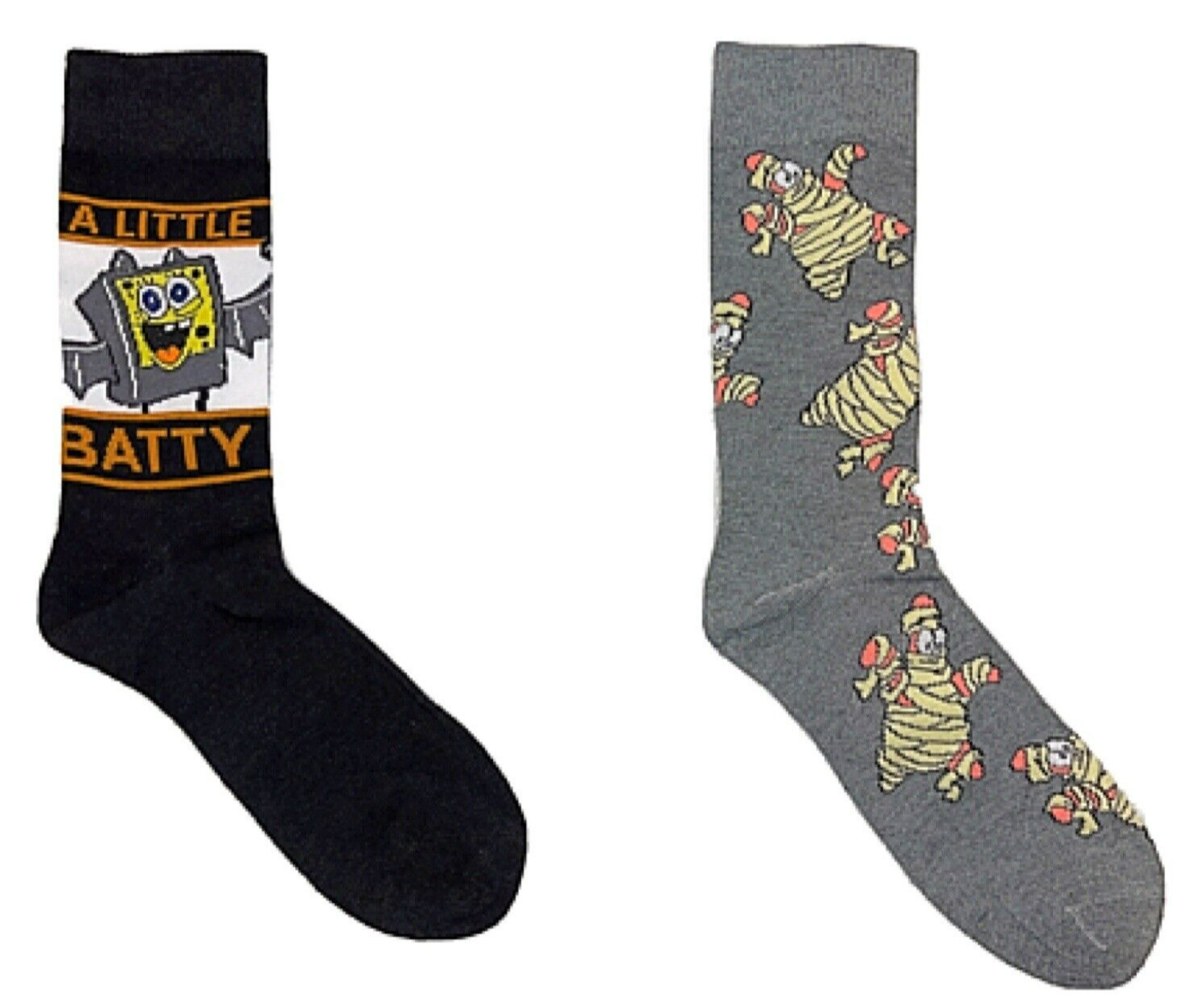 New SPONGEBOB SQUAREPANTS Mens 2 Pair HALLOWEEN Socks PATRICK ‘A LITTLE ...