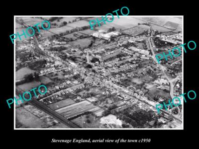 OLD LARGE HISTORIC PHOTO OF STEVENAGE ENGLAND AERIAL VIEW OF THE TOWN ...