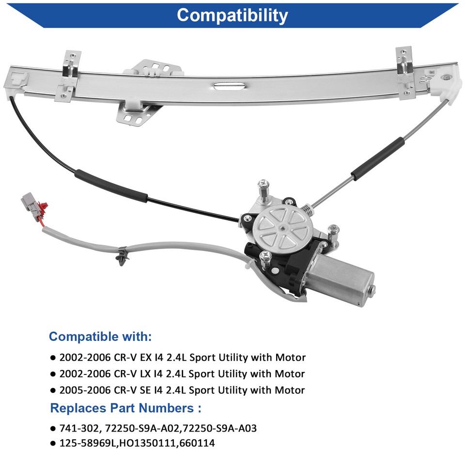 Power Window Regulator Front Driver Side With Motor for 2002 - 2006 ...
