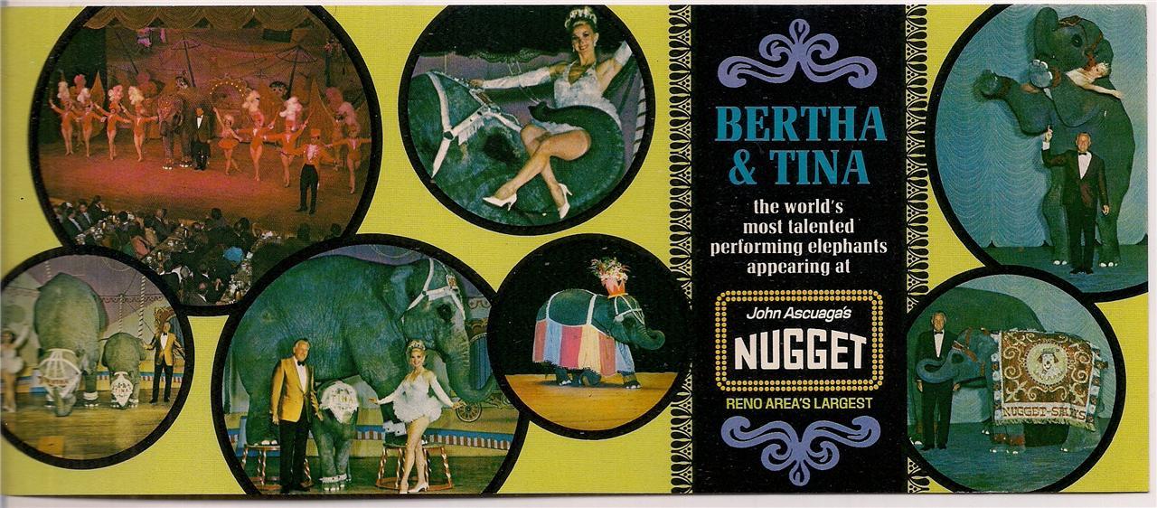 Ascuagas Nugget Casino BERTHA & TINA Circus Elephants RENO NV 1960s ...