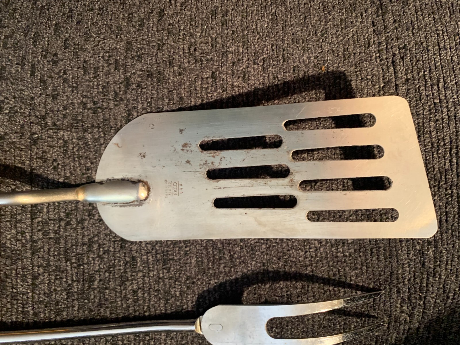 EKCO USA YELLOW COOKING FORK & SPATULA LONG FLIPPER CHROME PLATED | eBay