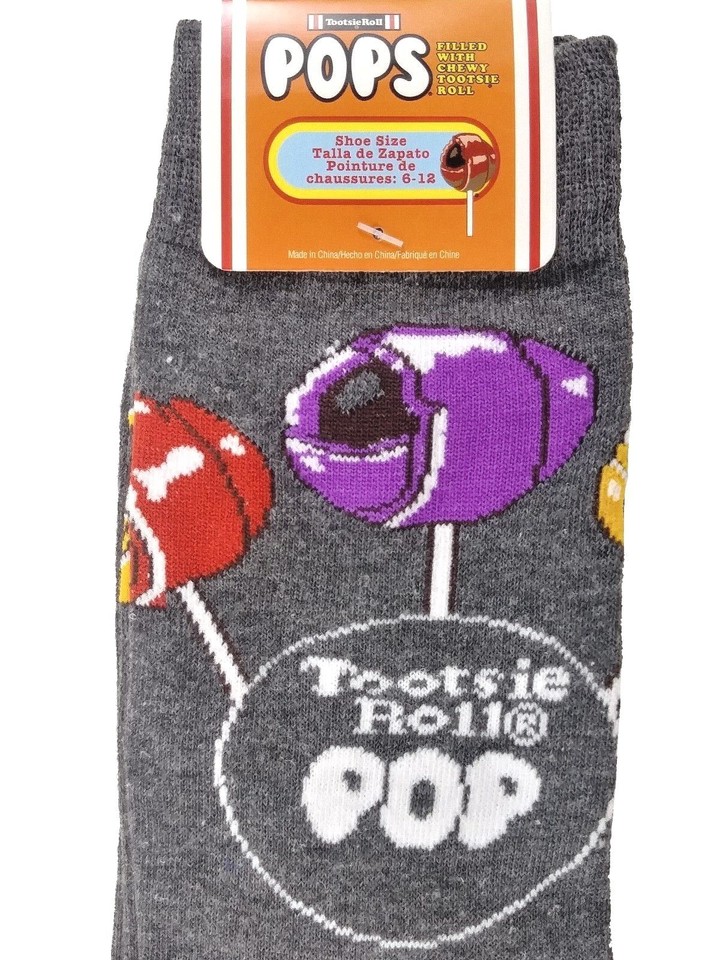 TOOTSIE POP Socks sz M/L Medium/Large (6-12) Grey | eBay